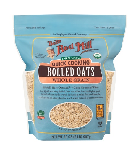 Organic Quick Cooking Rolled Oats- front 32 oz